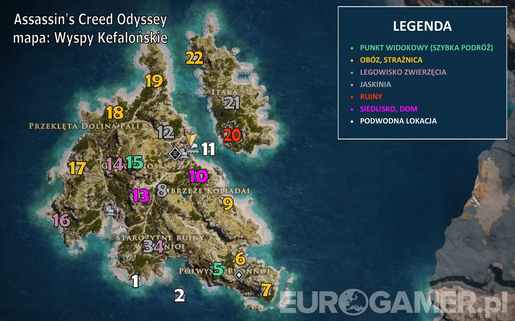 Assassin's Creed Odyssey - Wyspy Kefalońskie: mapa | Eurogamer.pl