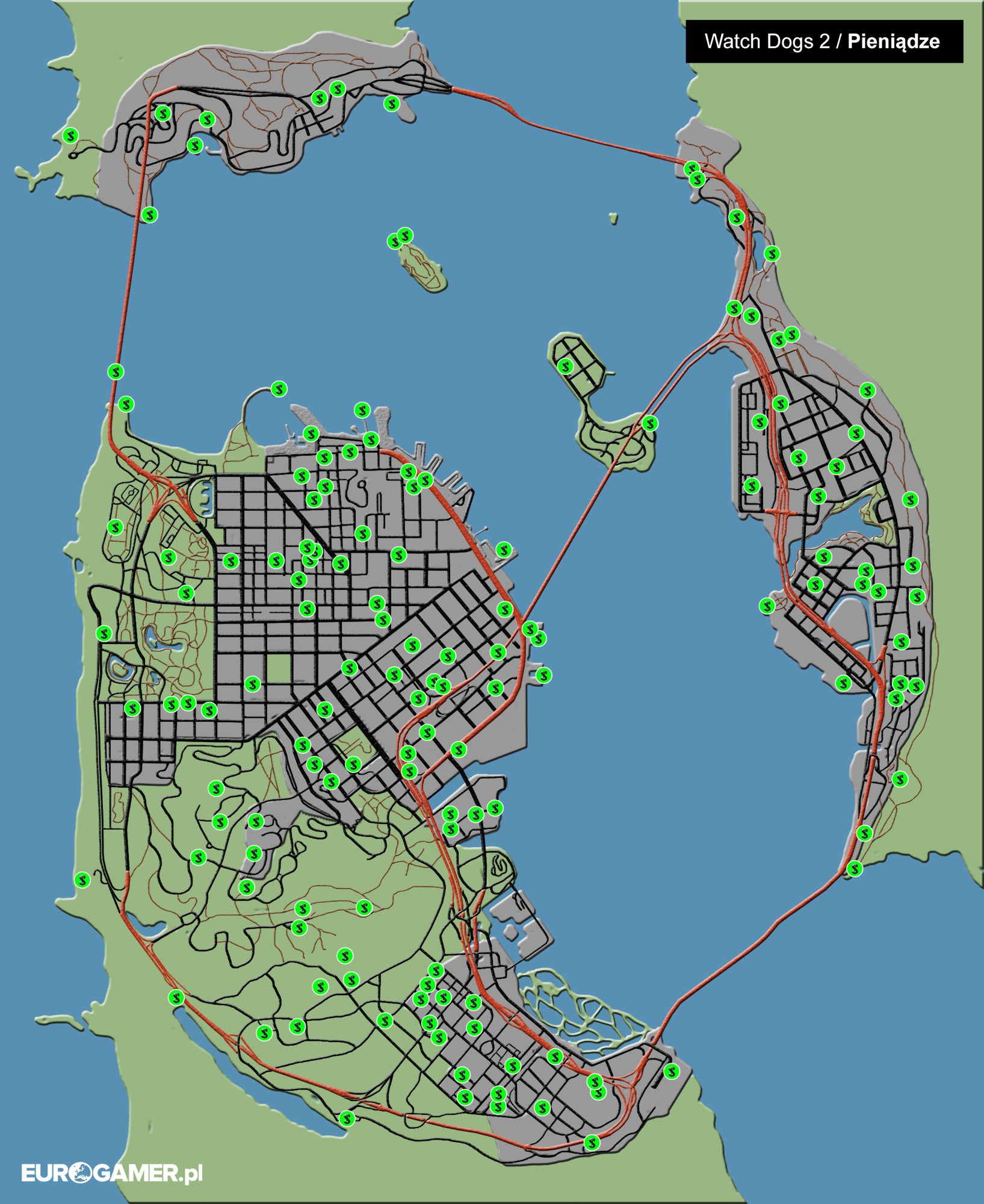 Watch Dogs 2 - Mapa: Pieniądze i wartościowe przedmioty | Eurogamer.pl