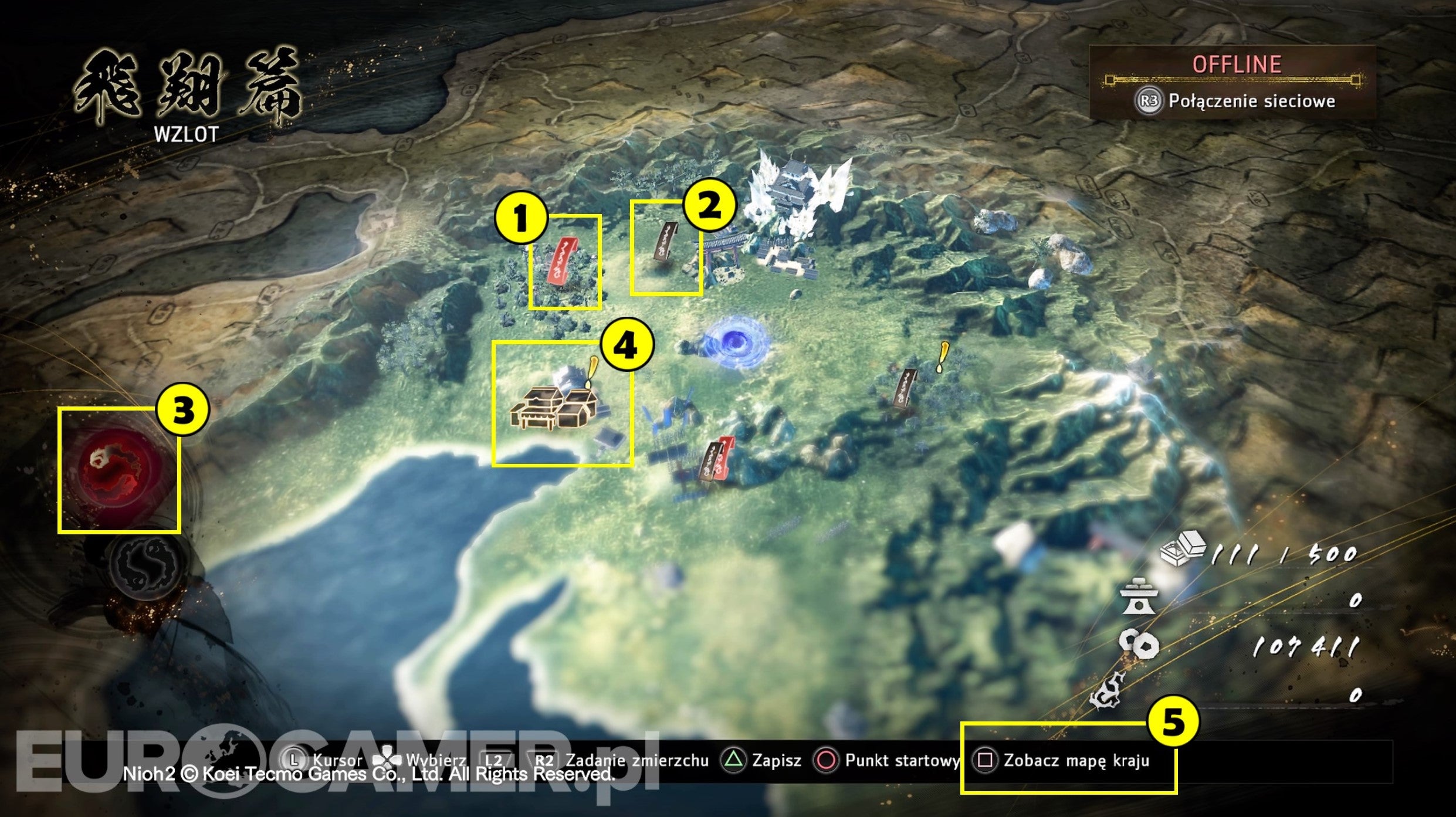Nioh 2 - mapa i rodzaje zadań: główne, poboczne, zmierzchu, treningowe ...