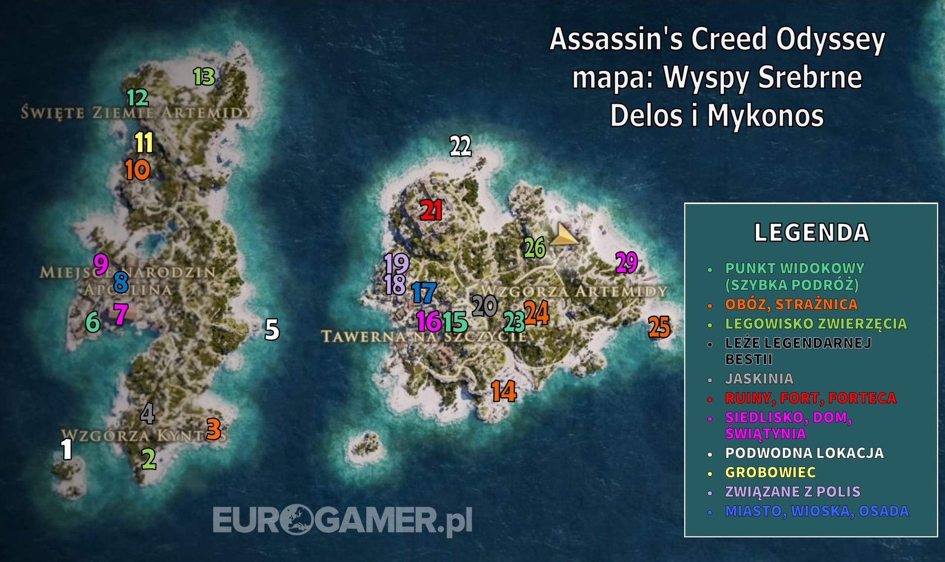 Assassins Creed Odyssey Wyspy Srebrne Delos I Mykonos Mapa