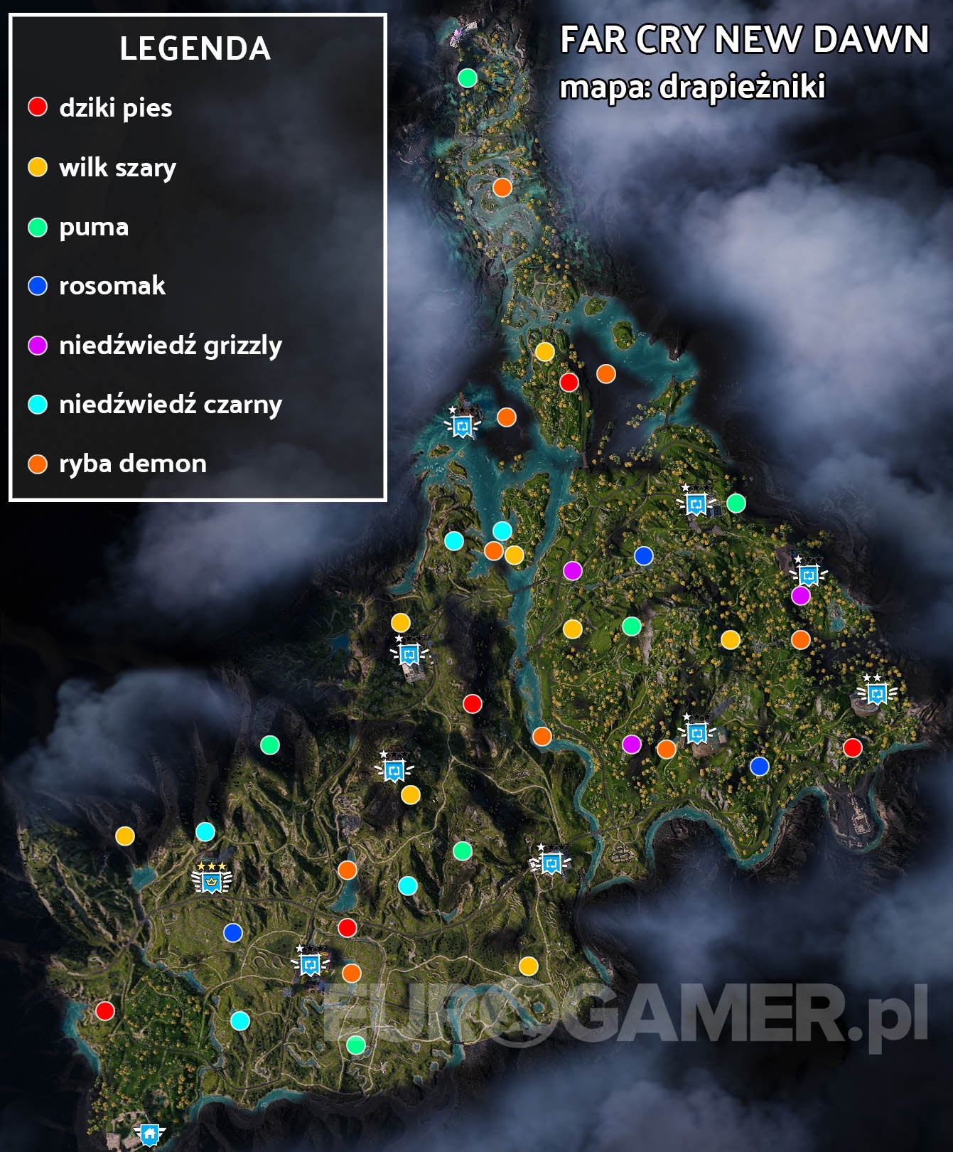 Far Cry New Dawn - mapa: drapieżniki | Eurogamer.pl