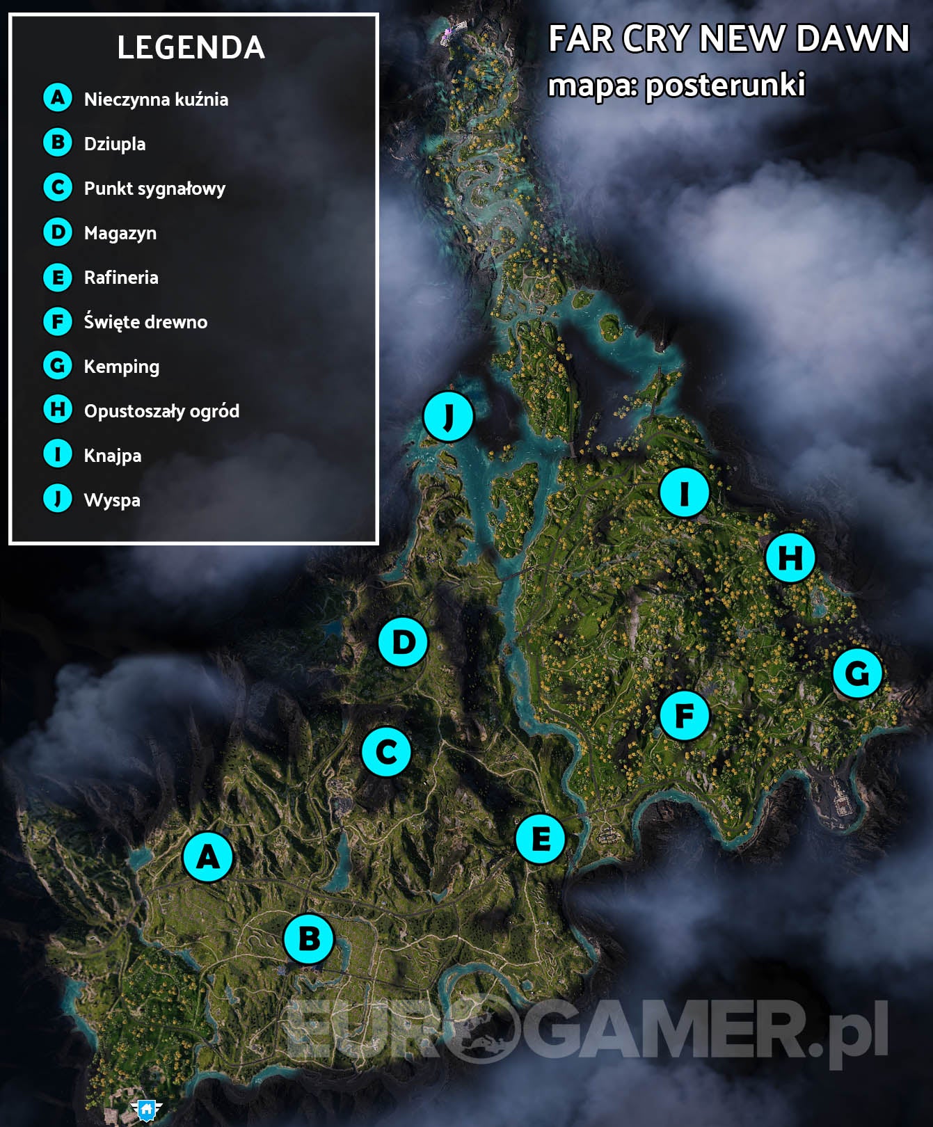 Far Cry New Dawn - mapa: posterunki | Eurogamer.pl