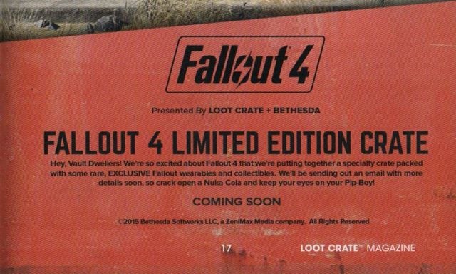 Loot Crate's Limited Edition Fallout 4 crate goes on sale later today ...