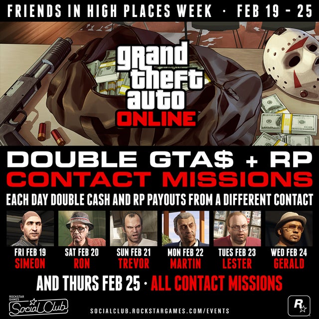 GTA Online: double RP and $$$ for Contact Missions for the next 7 days ...