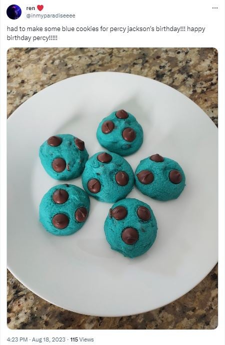 Disney+'s Percy Jackson fans are baking blue cookies, here's why | Popverse