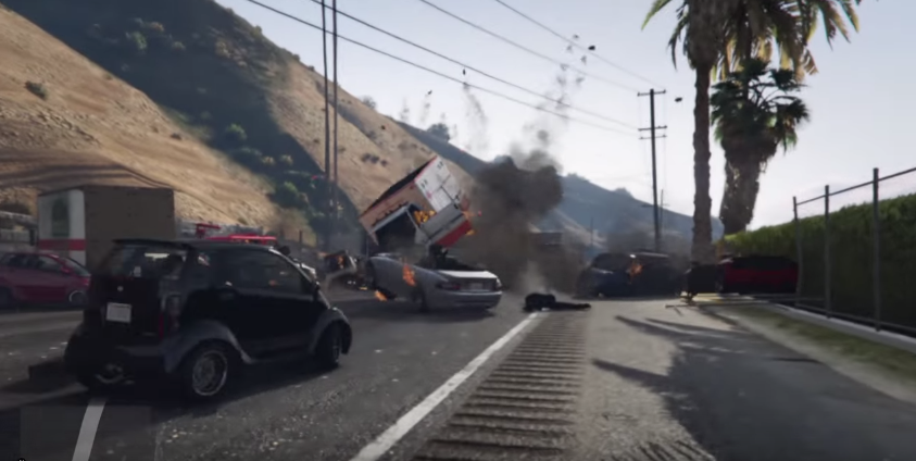 GTA 5 car crash keeps escalating for five whole minutes | VG247
