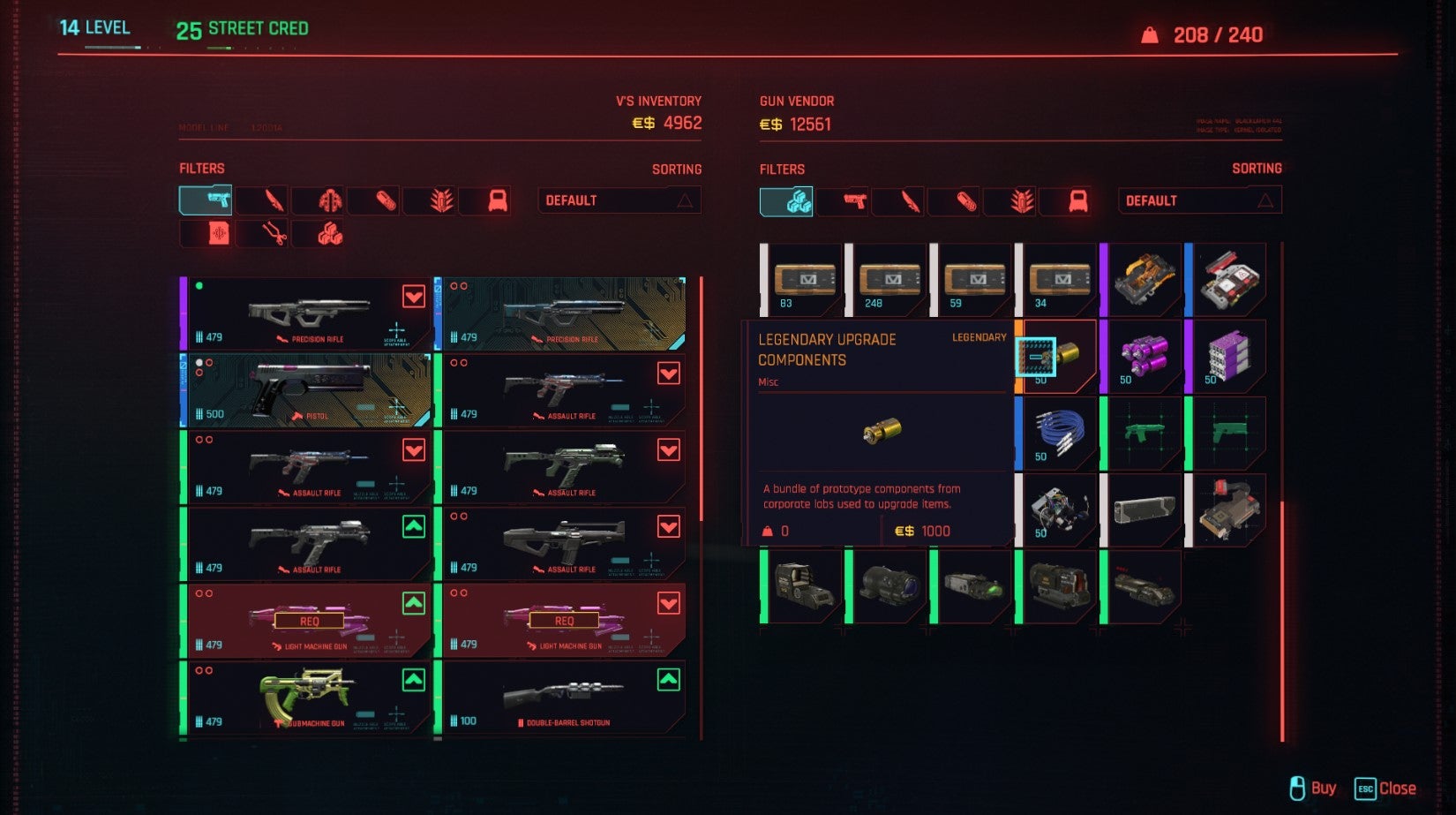 Cyberpunk 2077 Crafting | Where to get legendary upgrade and item ...