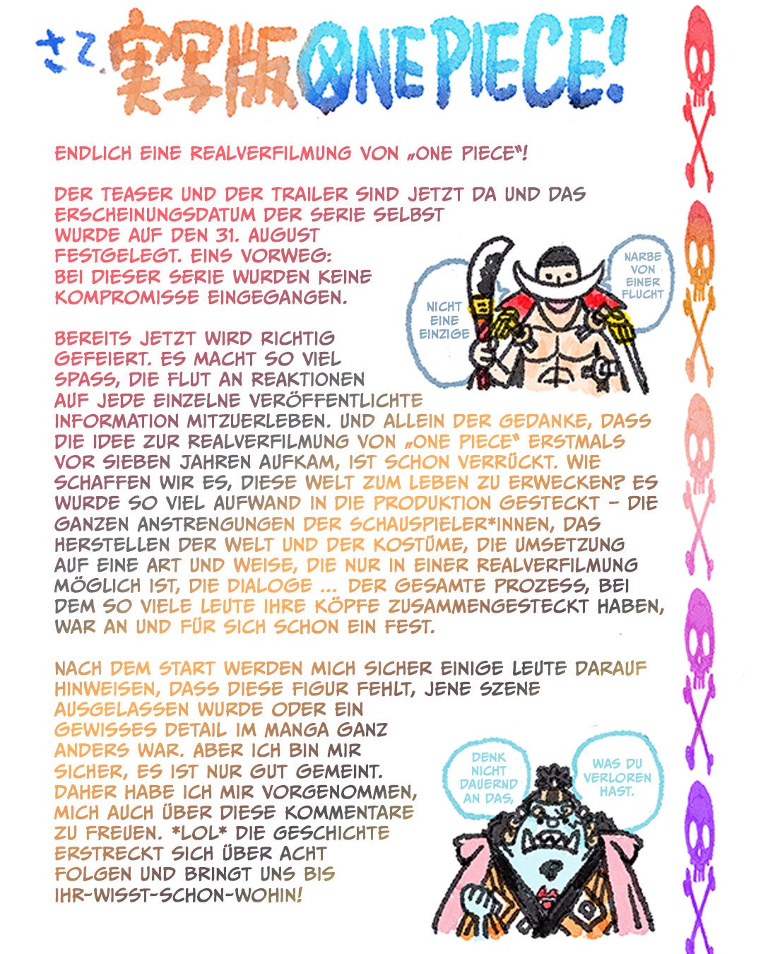 One Piece: Was sagt ihr zum neuen, drei Minuten langen Trailer der ...