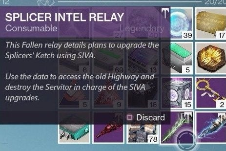 Destiny Splicer Keys, Intel Relays, SIVA Offerings, SIVA Cache Key ...