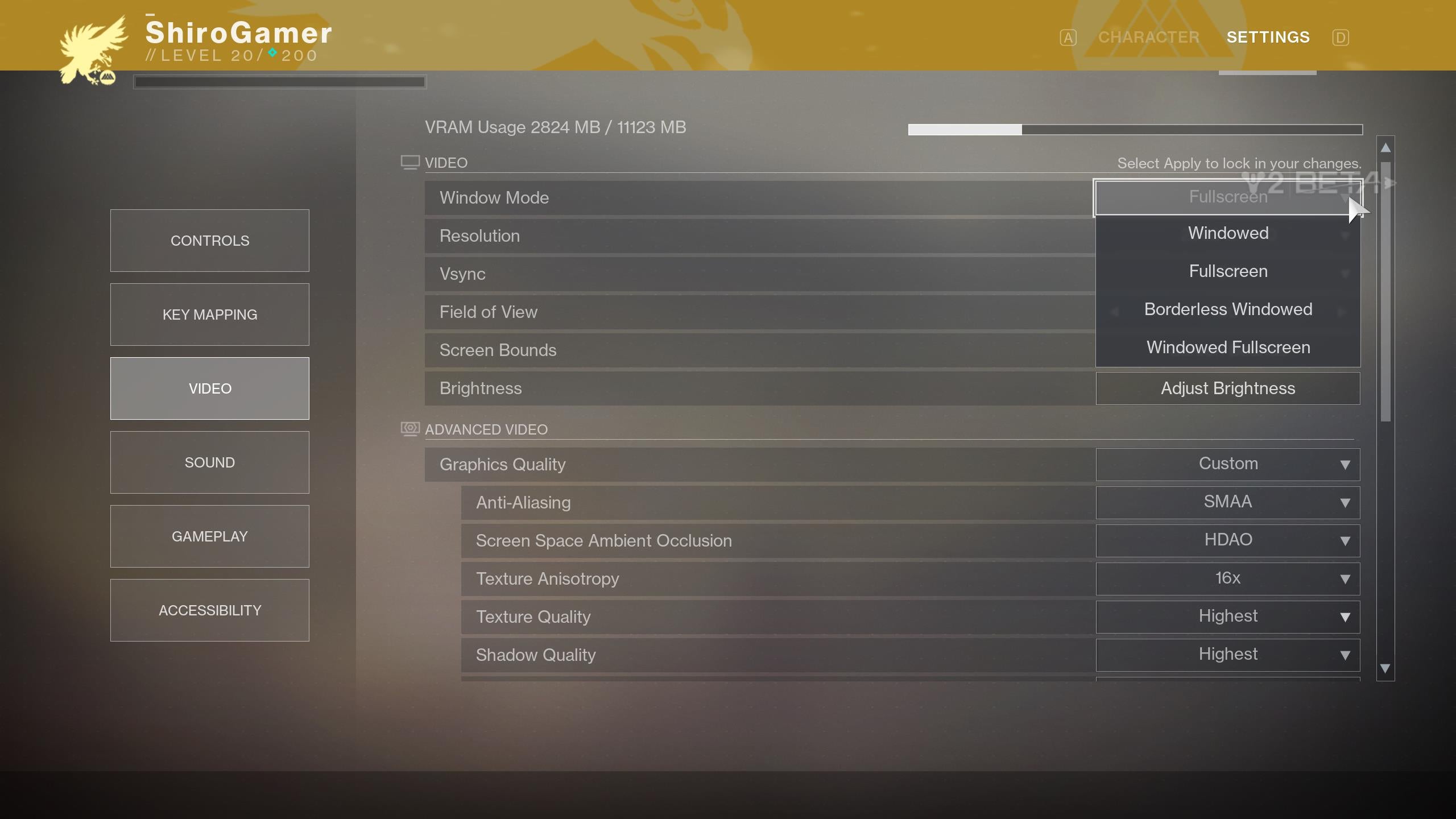 Destiny Menu