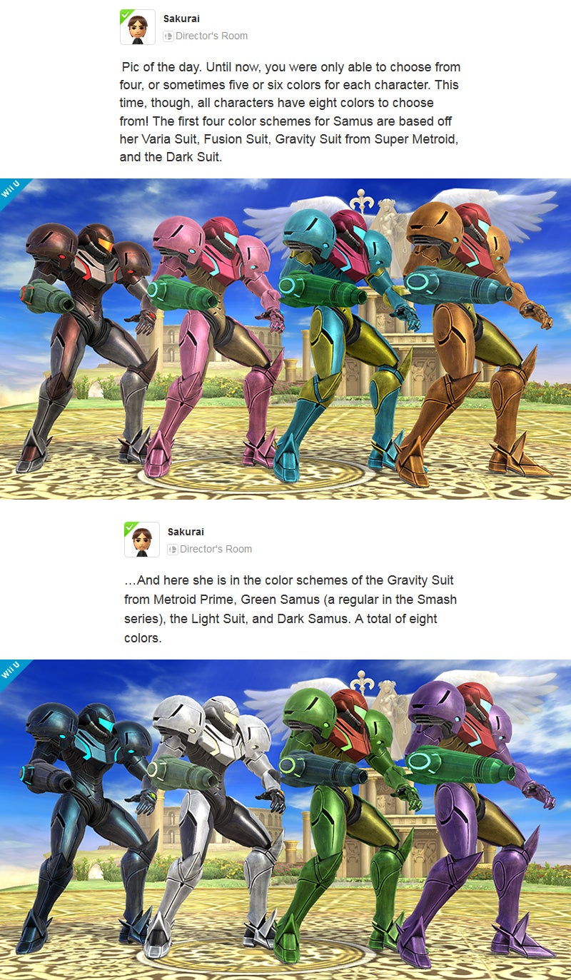 Super Smash Bros: Vejam todas as cores de Samus | Eurogamer.pt