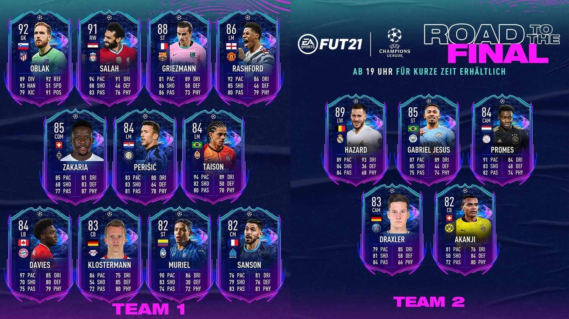 FIFA 21 RTTF Upgrade: Alle Karten der Champions und Europa League ...