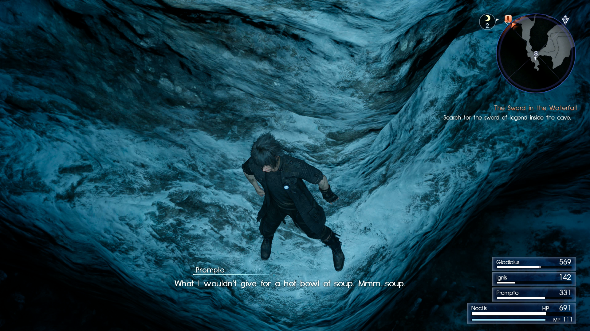 Final Fantasy 15 Chapter 3 - The Sword in the Waterfall, exploring ...