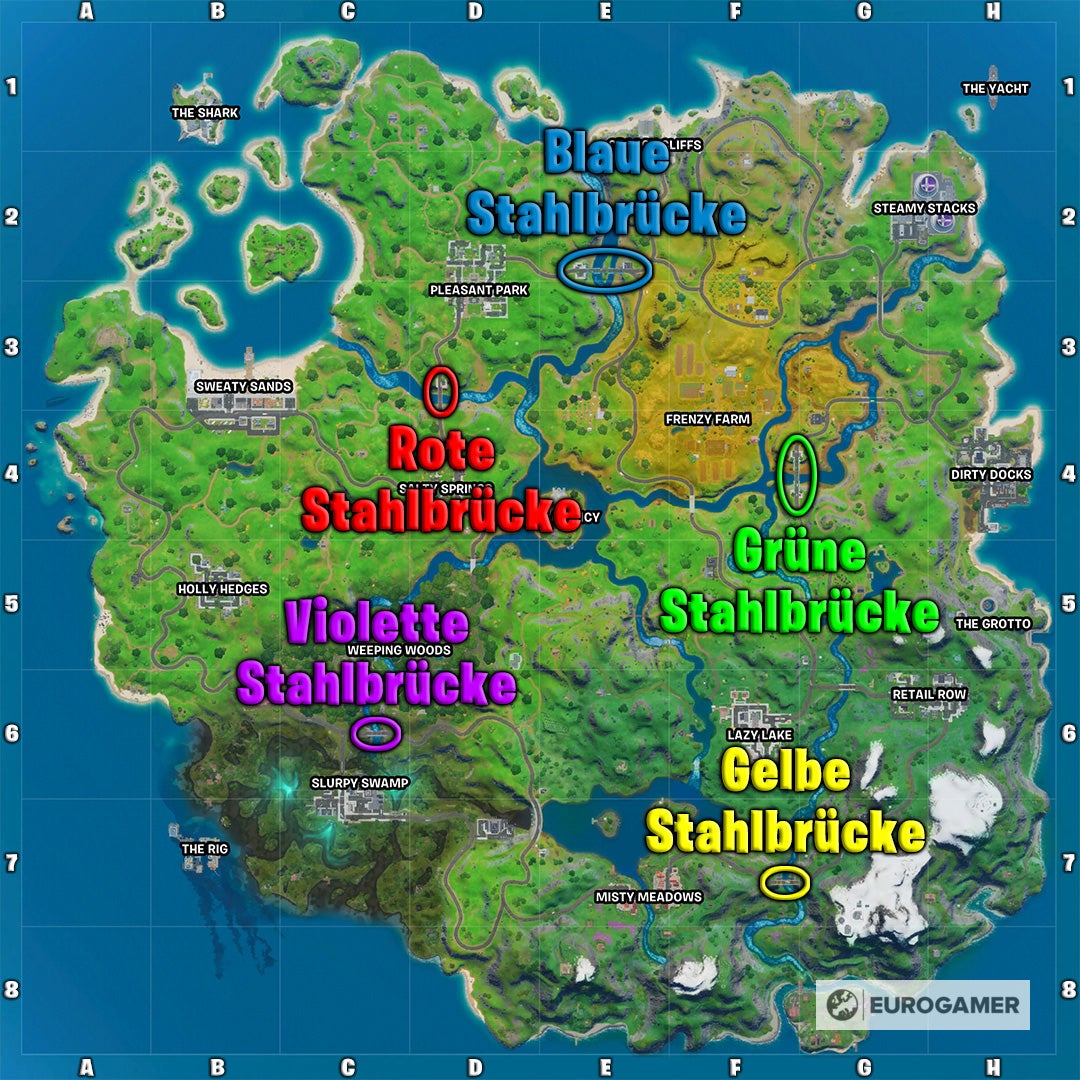 Fortnite: Huldige dem Regenbogen, indem du Stahlbrücken besuchst ...