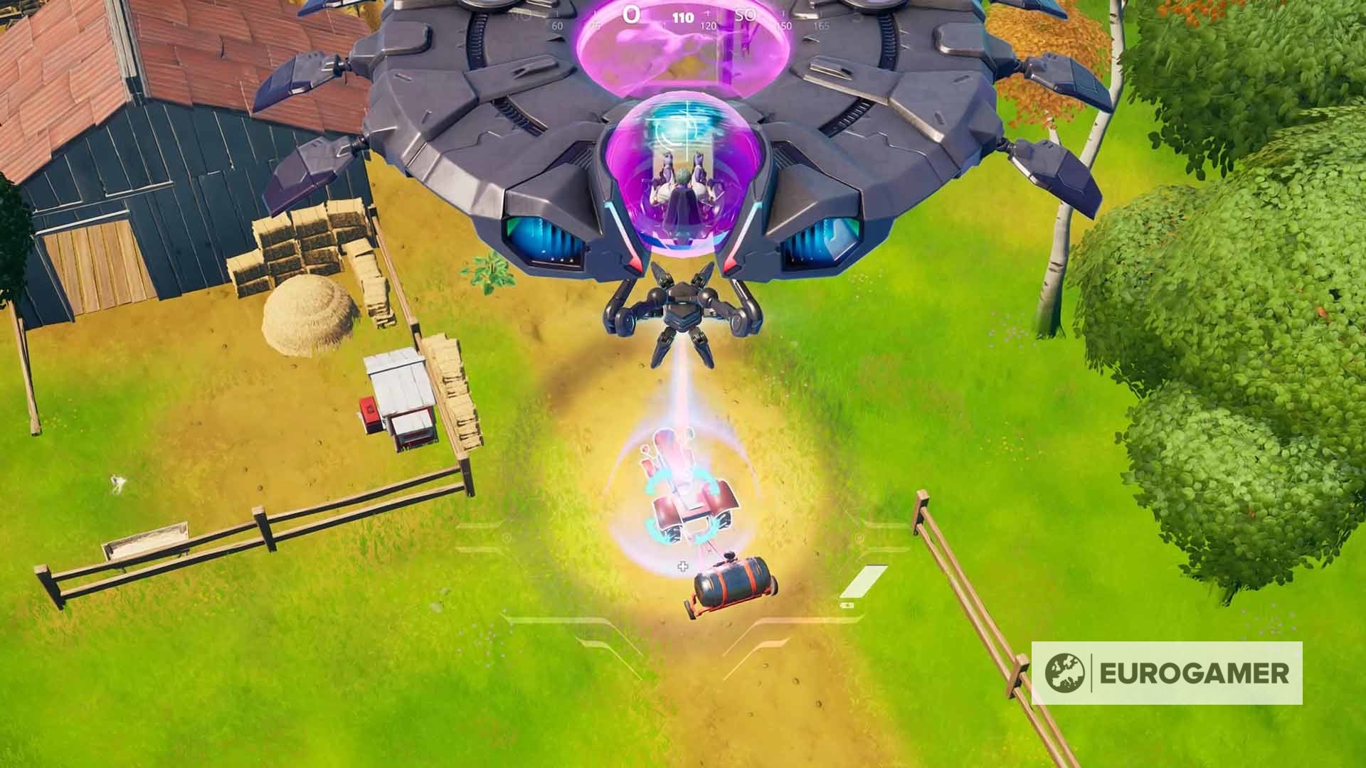 Fortnite Season 7: Nutze den Greif-o-tron oder Traktorstrahl, um einen ...
