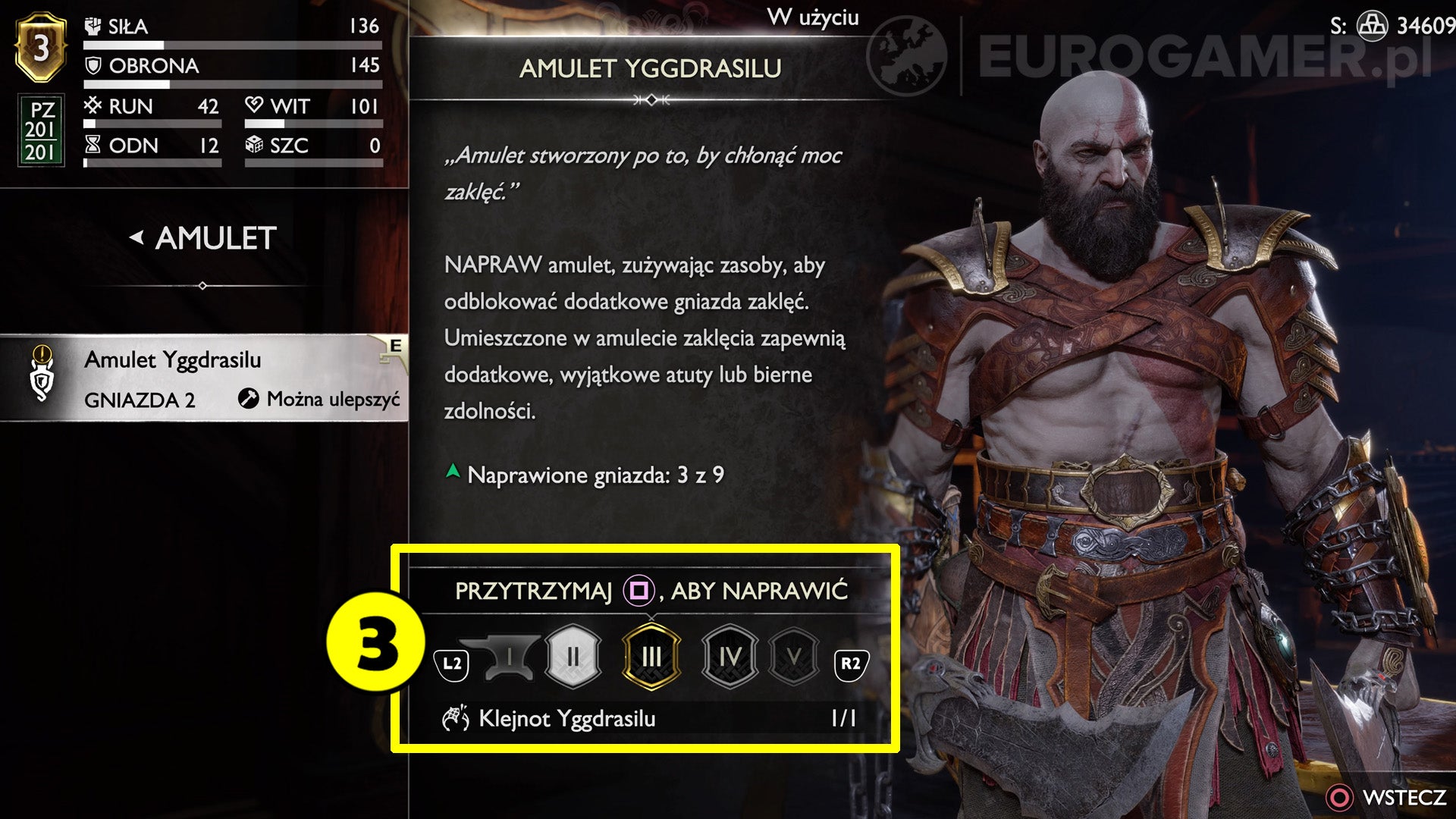 God of War Ragnarok - amulet i klejnot: zaklęcia, gniazda | Eurogamer.pl