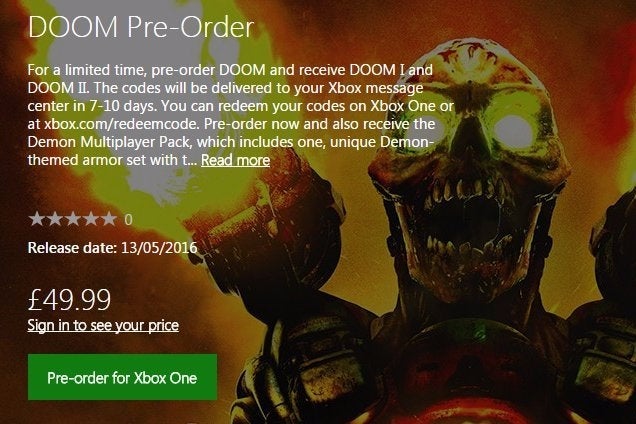 If you pre-order the new Doom on Xbox One, you get Doom 1 and Doom 2 ...