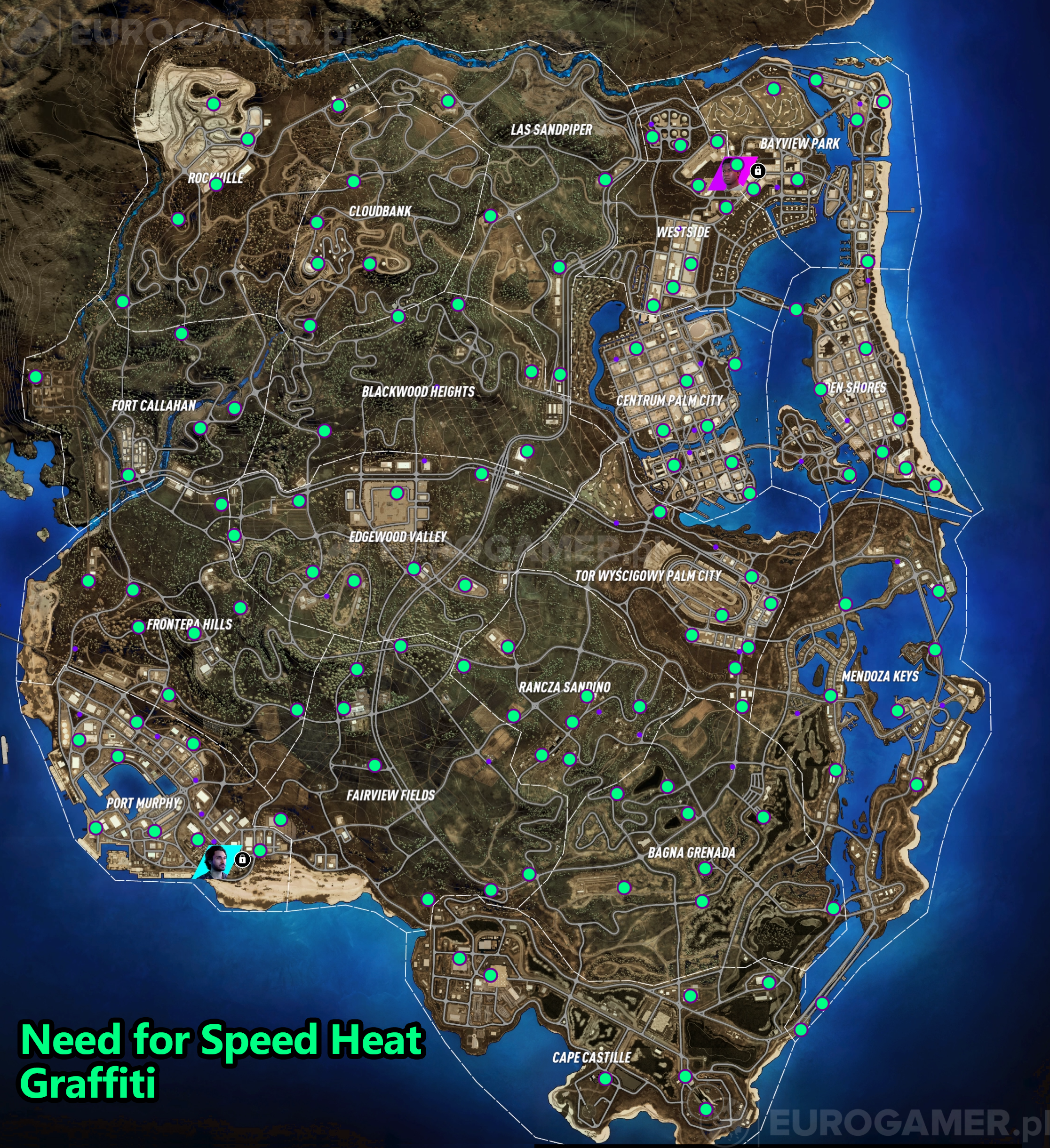 Need for Speed Heat - znajdźki i sekrety: graffiti (mapa) | Eurogamer.pl