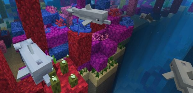 Minecraft's aquatic update features friendly dolphins and fetching ...