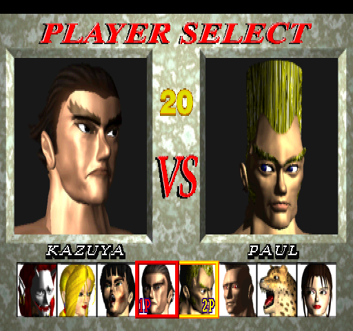 Tekken 1 Character Select