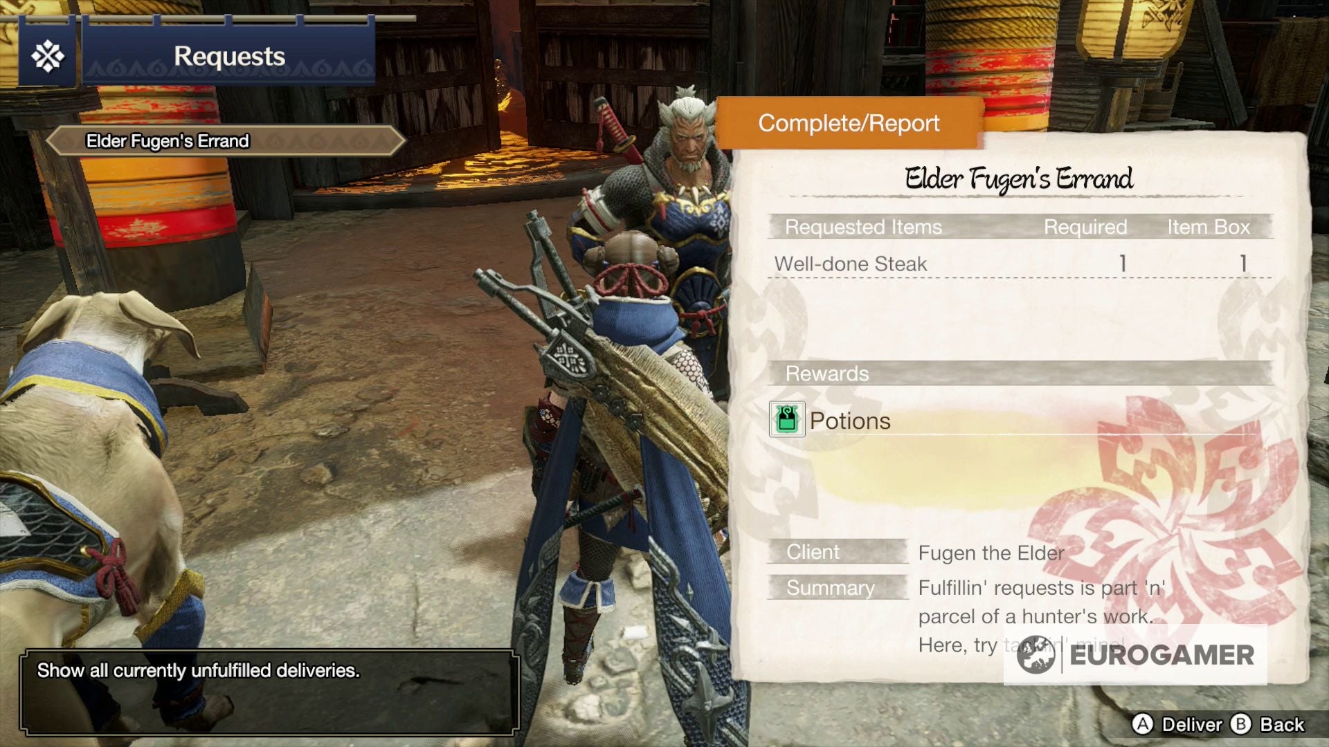 How to get Well-done Steak and complete Elder Fugen's Errand in Monster ...