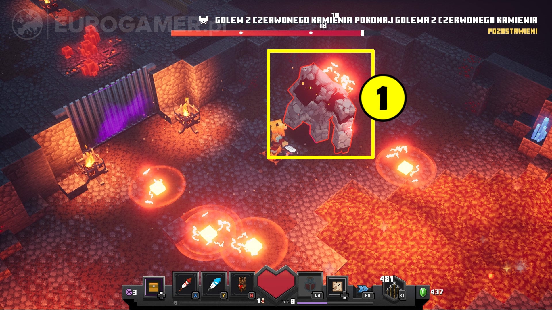 Minecraft Dungeons - Golem i Monstrum z Czerwonego Kamienia, walka z ...