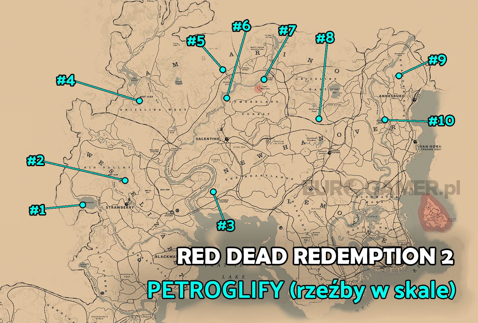 Red Dead Redemption 2 - petroglify, rzeźby w skale (mapa): misja ...