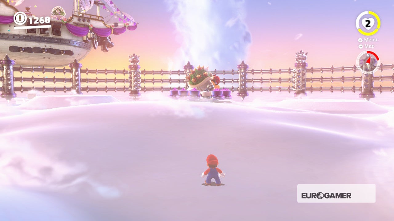 Super Mario Odyssey - Nimbus Arena boss fight, Cloud Kingdom Power Moon ...