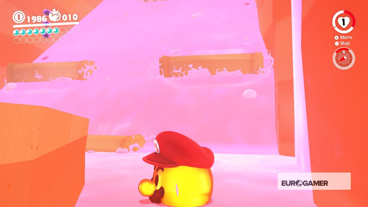 Super Mario Odyssey - Big Pot on the Volcano: Dive In! and Cimb Up the ...