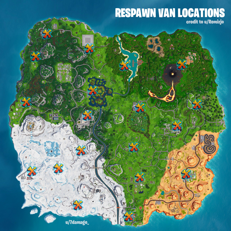 Fortnite - Mapa com a localização das Vans de Reinicialização ...