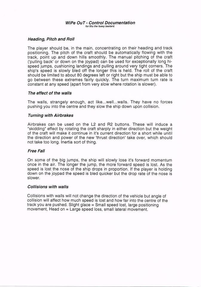 The original WipEout design document revealed | Eurogamer.net