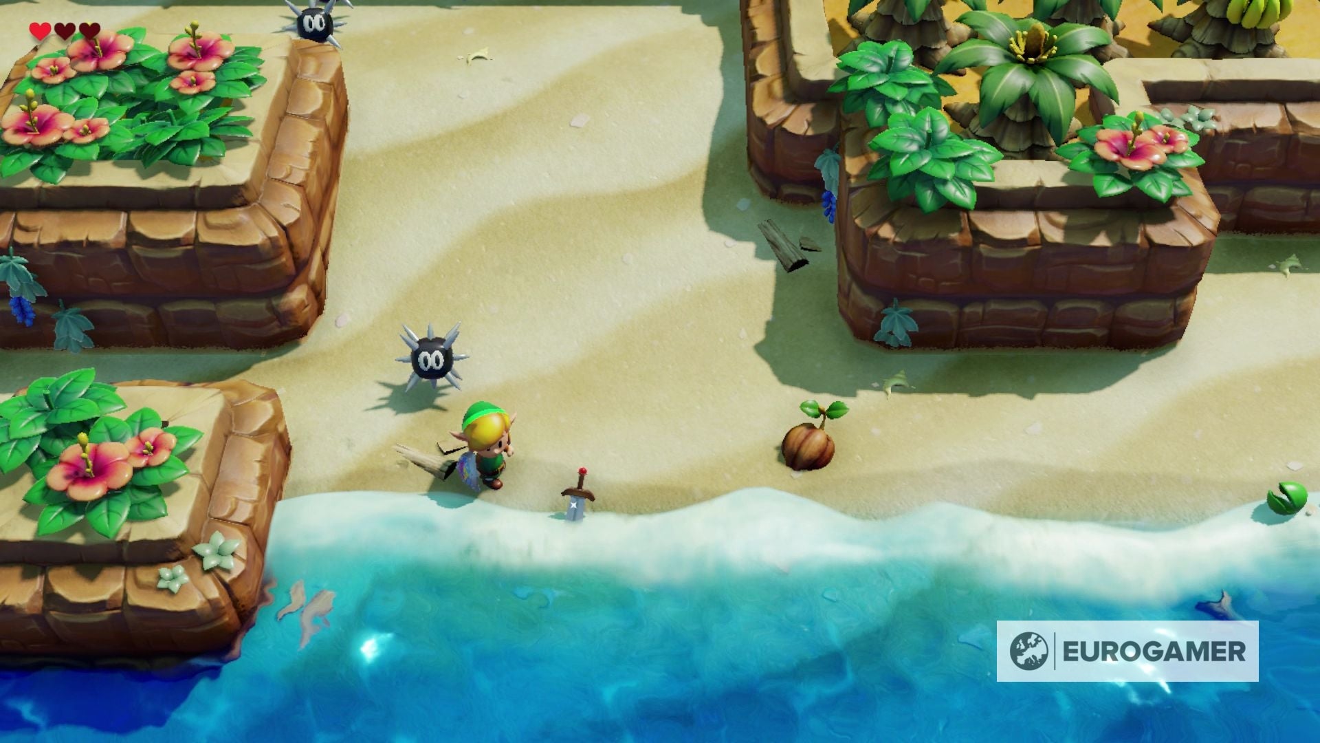 Zelda: Link's Awakening - Toronbo Shores, how to move Sea Urchins and ...